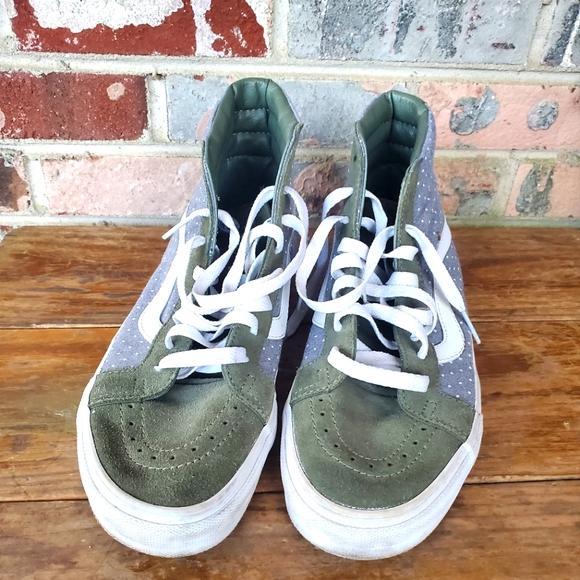 Vans | Shoes | Men Vanssk8 Hi Top Blue Polkadot Green Suede Old Skool ...